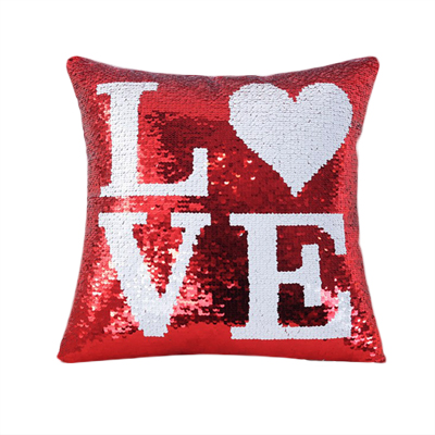 Love Red Sequin Reversible Mermaid Pillow Case