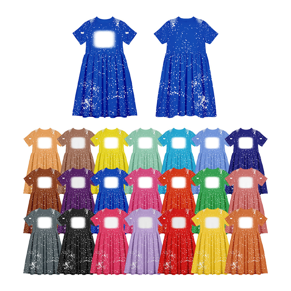 Faux Bleach Bleached Sublimation Youth Dresses