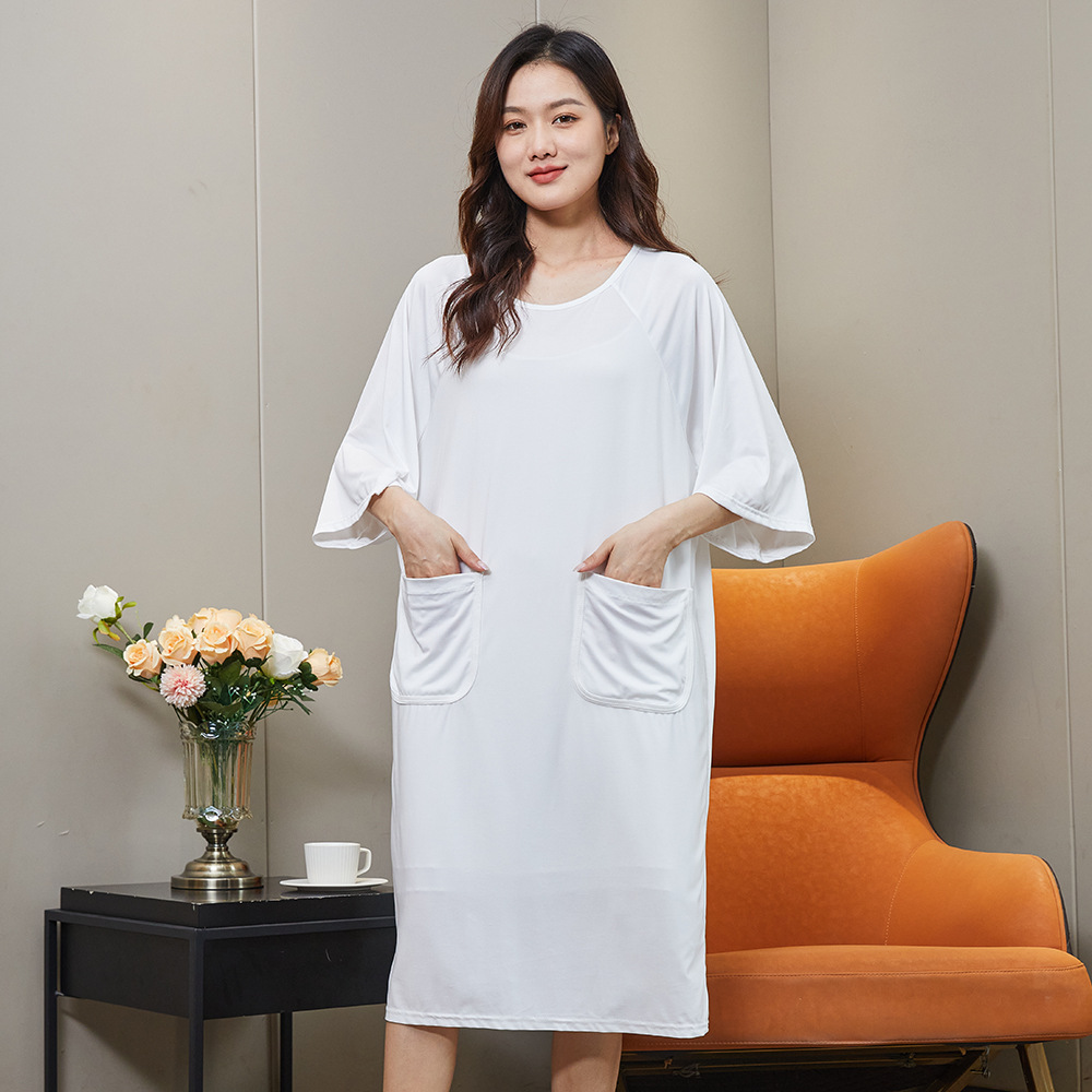 Soft Women Polyester Sublimation Blank White Pajamas Robe Nightdress
