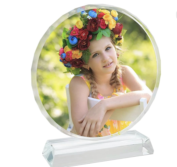 Round Sublimation Blanks Crystal Picture Frame Tabletop Decor Slate ...